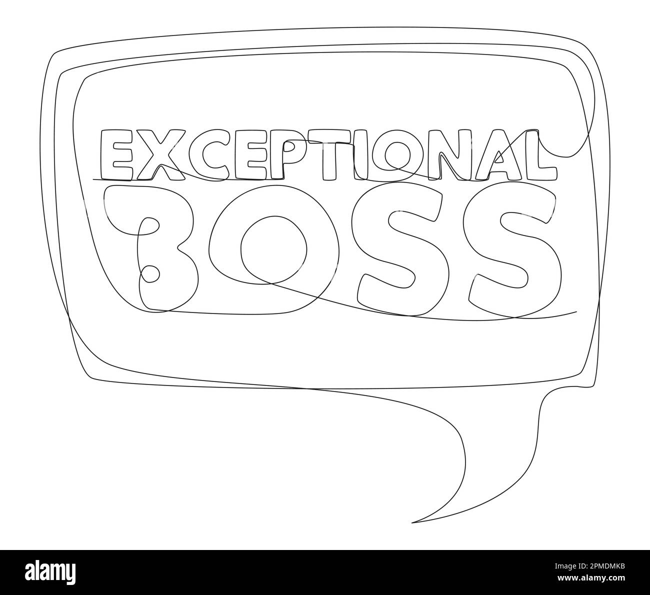 One Continuous Line Of Speech Bubble With Exceptional Boss Text Thin Line Illustration Vector