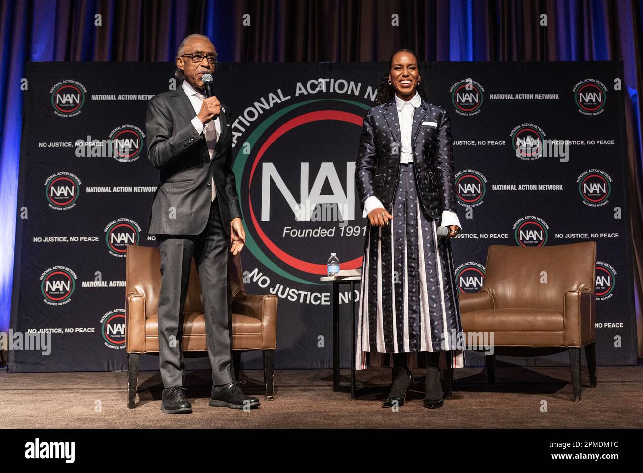 Kerry Washington and Reverend Al Sharpton on stage at NAN 2023 ...