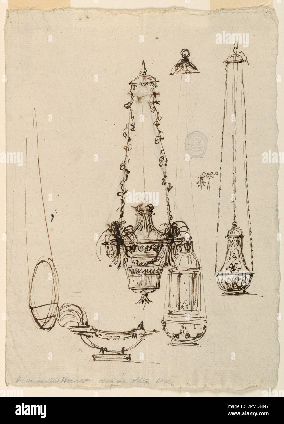 Drawing, Altar Lamps, Censers, Incense Boat; Architect: Giuseppe ...