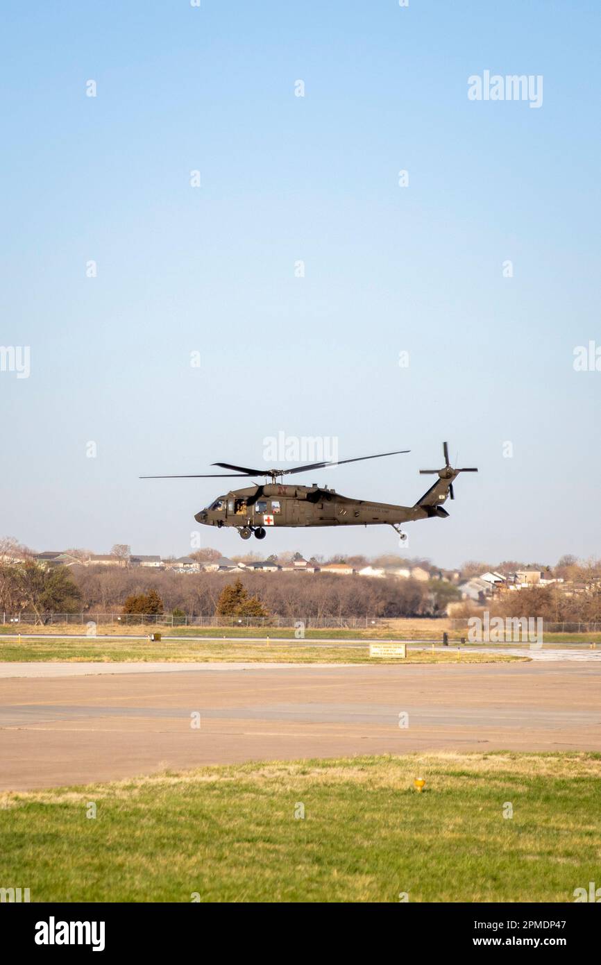 Nebraska Army National Guard Soldiers take off in a UH-60 Blackhawk ...