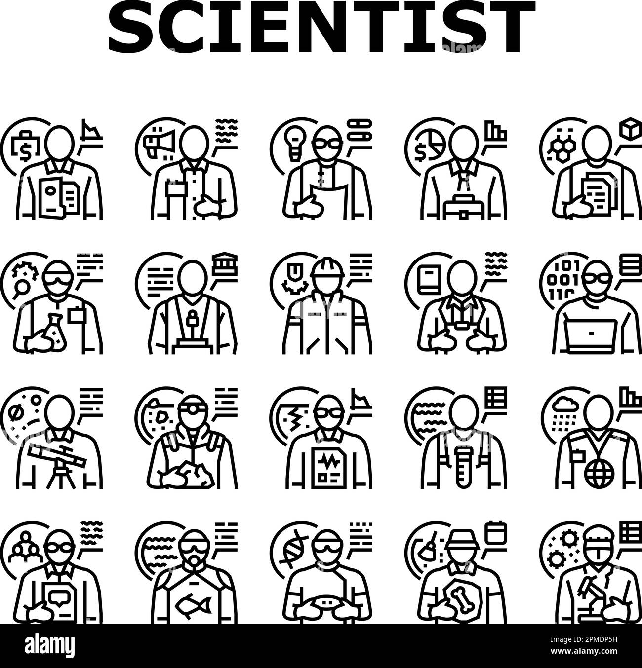 scientist laboratory lab science icons set vector Stock Vector Image ...