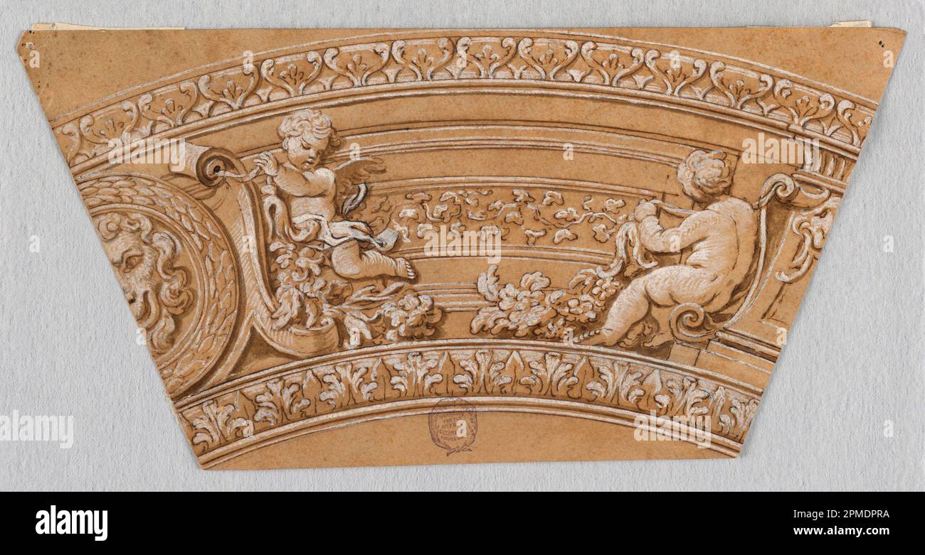 Drawing, Project for a Ceiling Frieze; Italy; pen and brown ink, brush ...