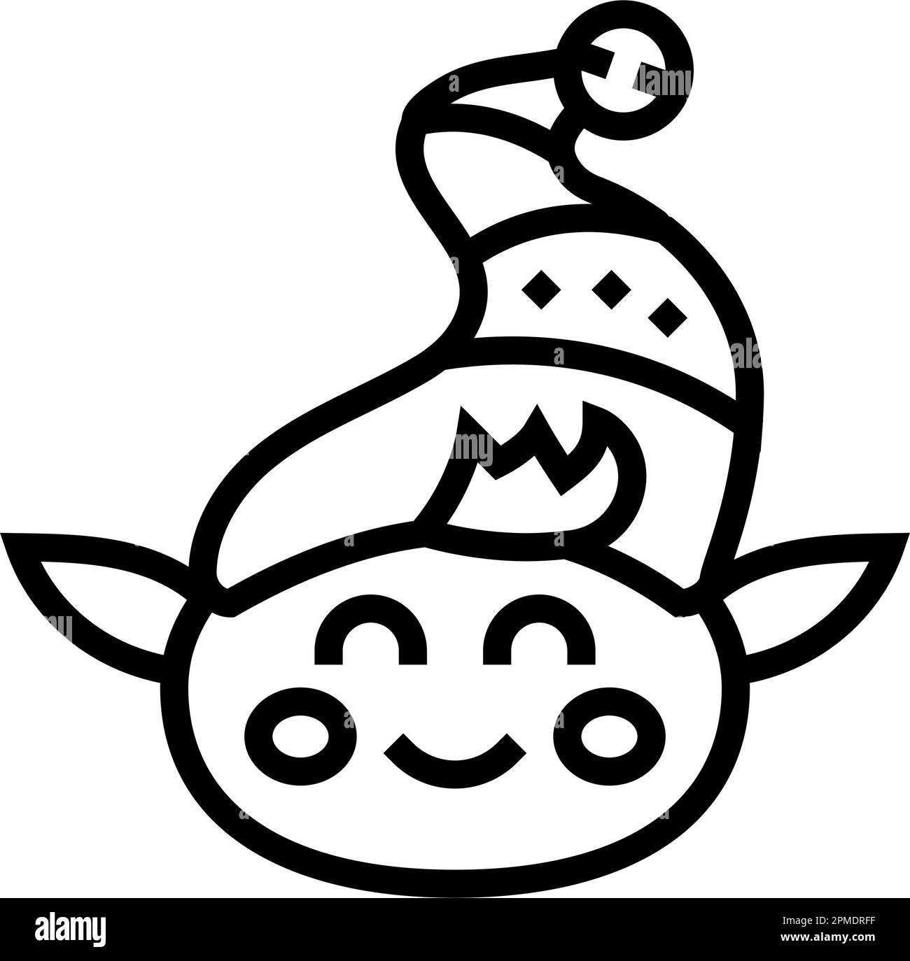 Happy cute christmas elf icon Black and White Stock Photos & Images - Alamy