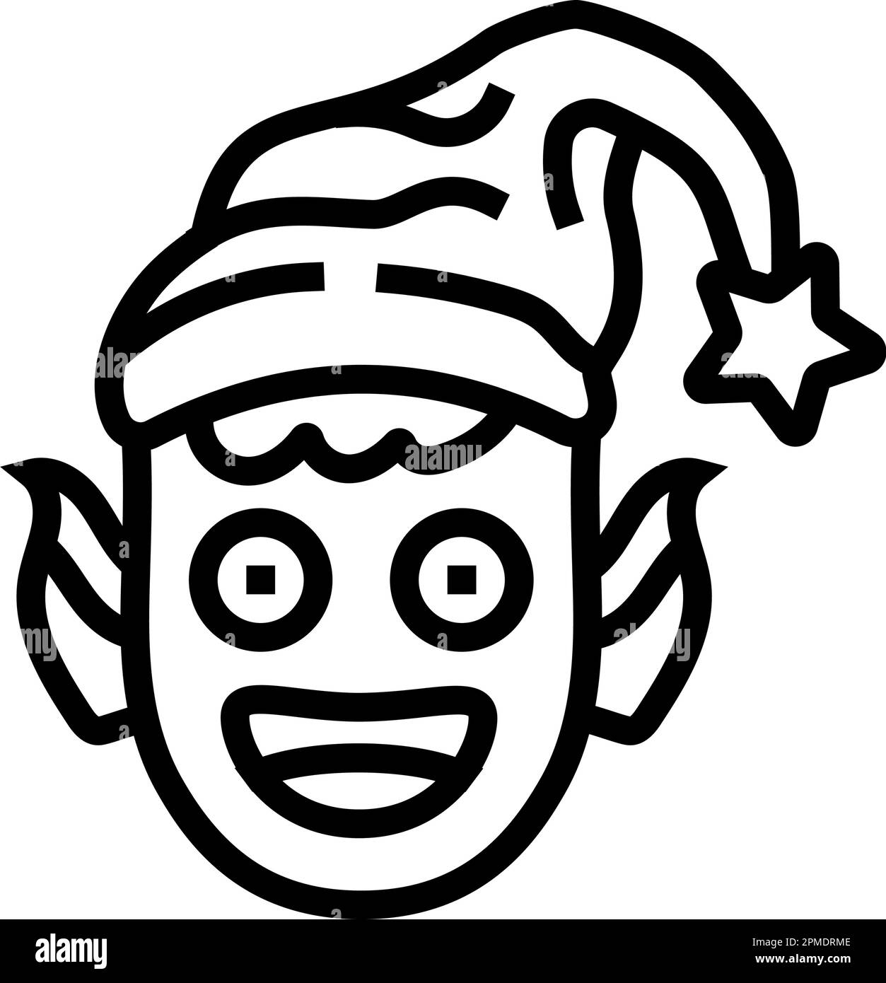 head elf christmas cute line icon vector illustration Stock Vector ...