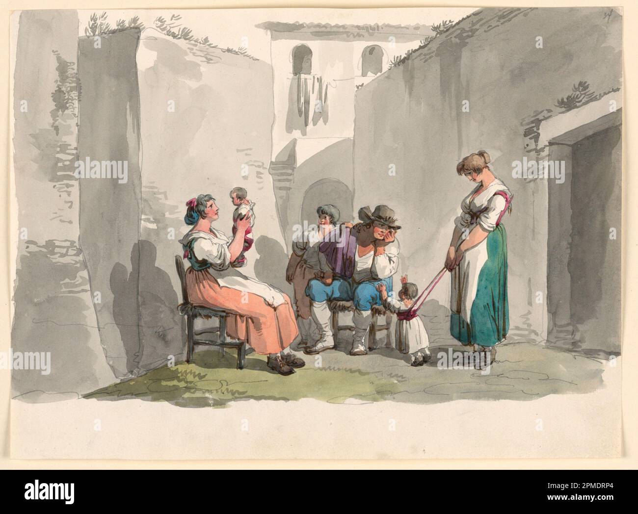 Drawing, In Tivoli; Bartolomeo Pinelli (Roman, 1781 - 1835); Italy; pen ...