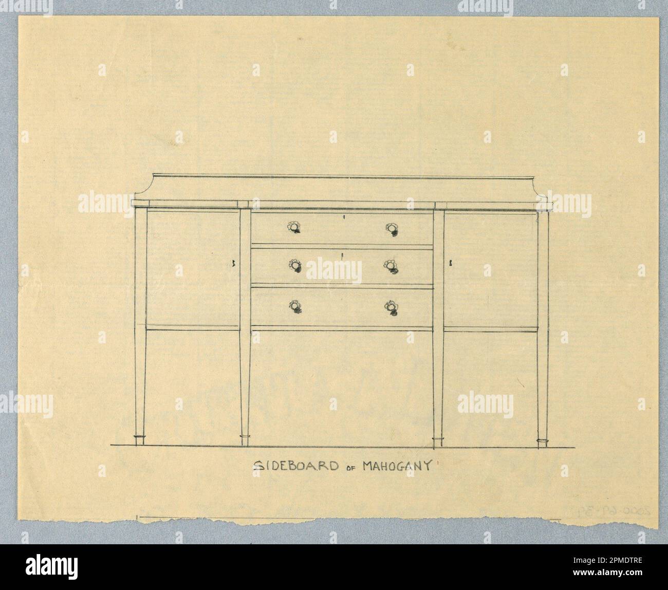 Drawing, Design for Sideboard of Mahogany with Three Drawers; Designed ...