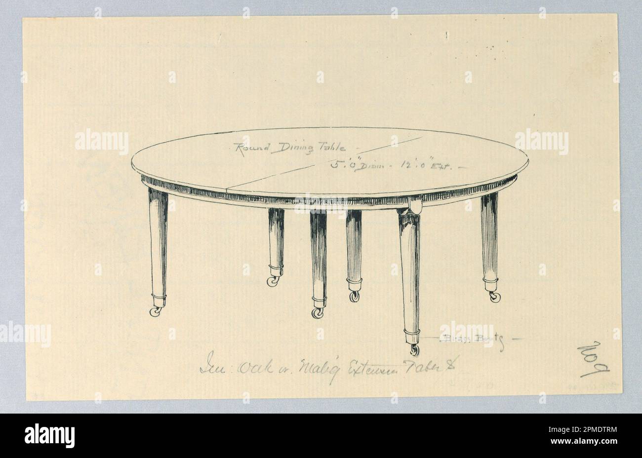 Drawing, Design for Six-Legged Round Dining Table; Designed by A.N ...