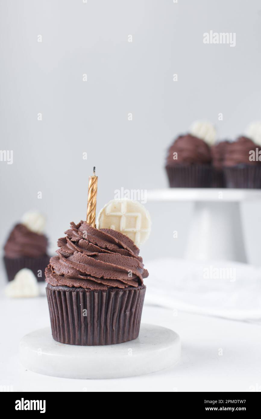 Chocolate cupcake with dark chocolate buttercream, double chocolate ...