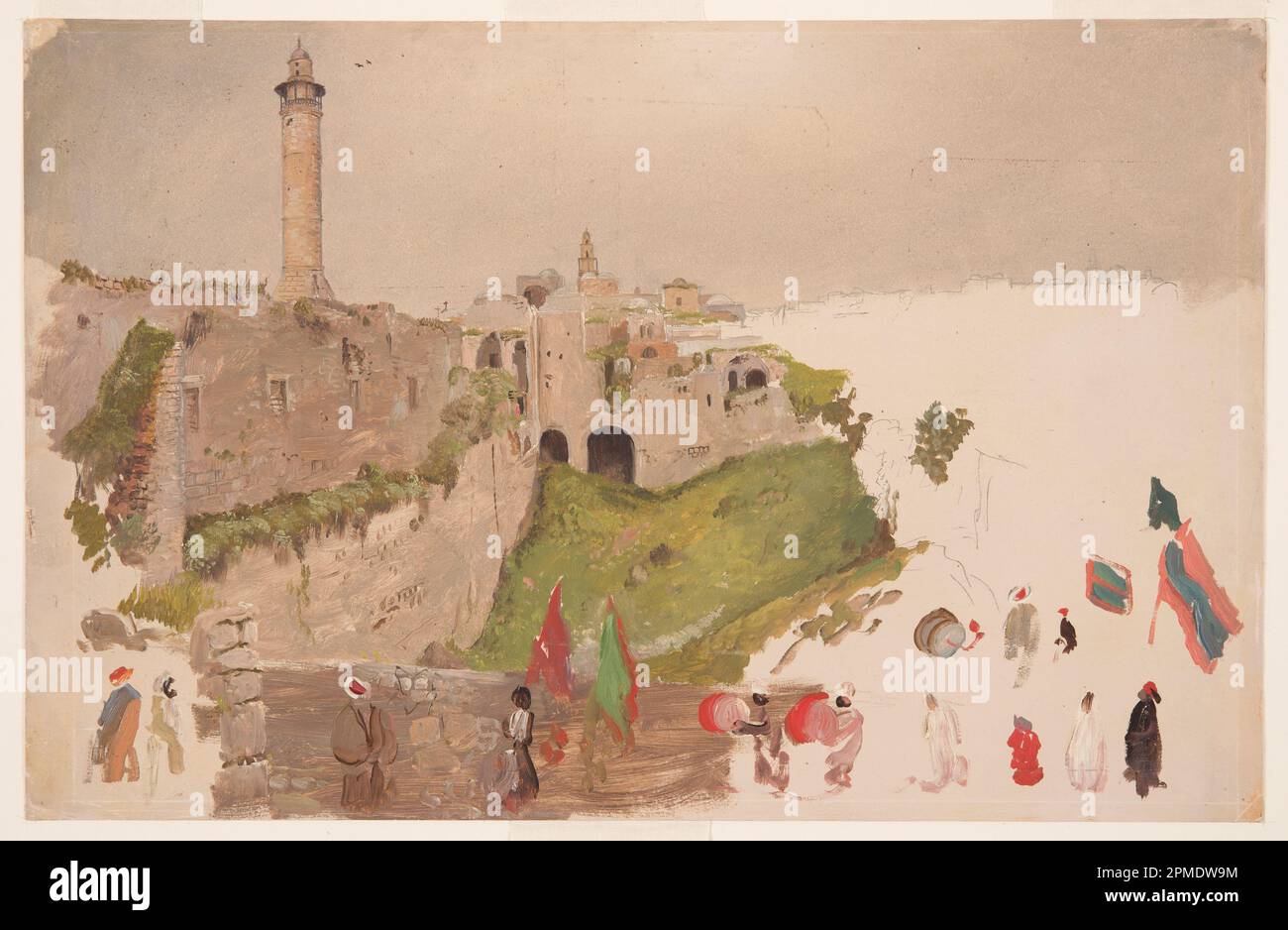 Drawing, Parade Entering the City, Jaffa; Frederic Edwin Church ...