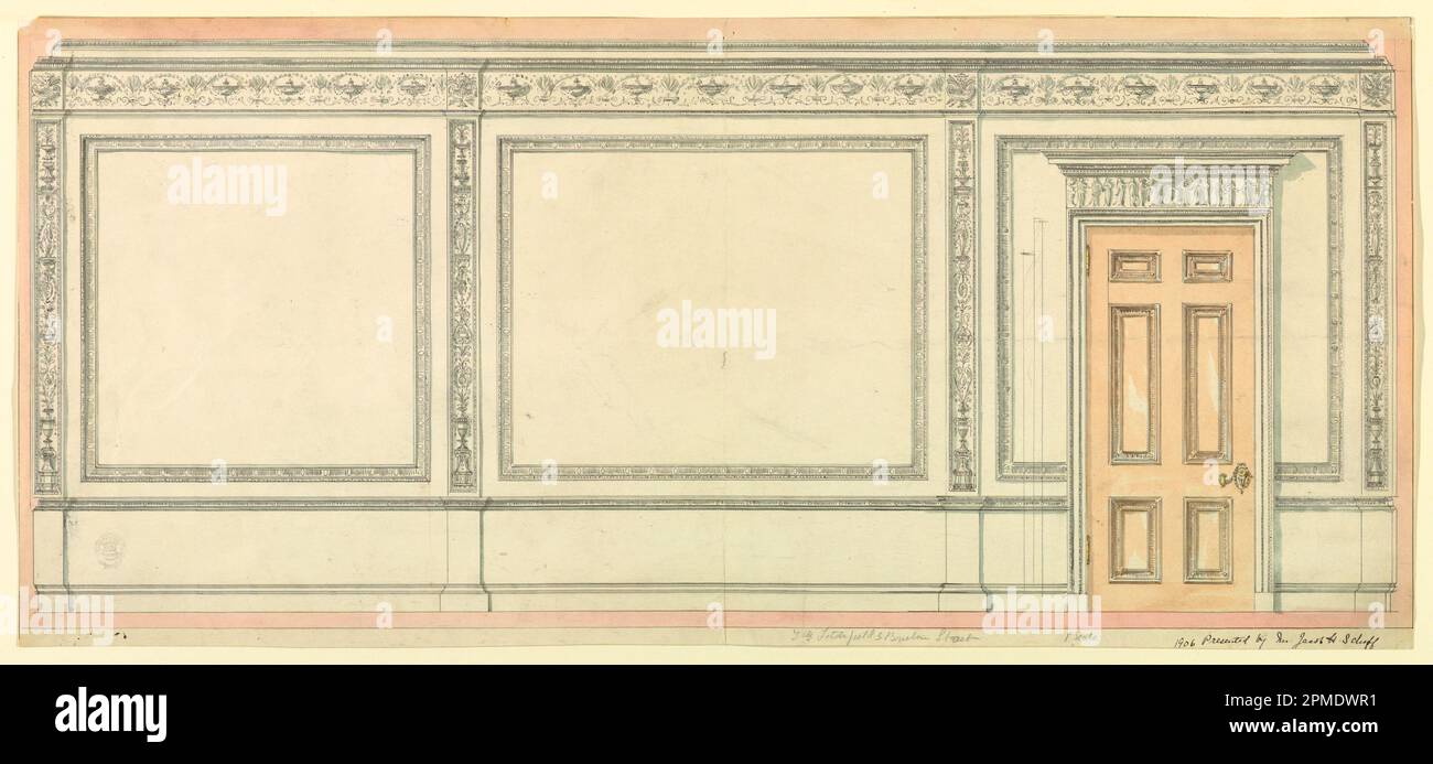 Drawing, Design for a Wall Elevation; France; pen and ink and brush and ...