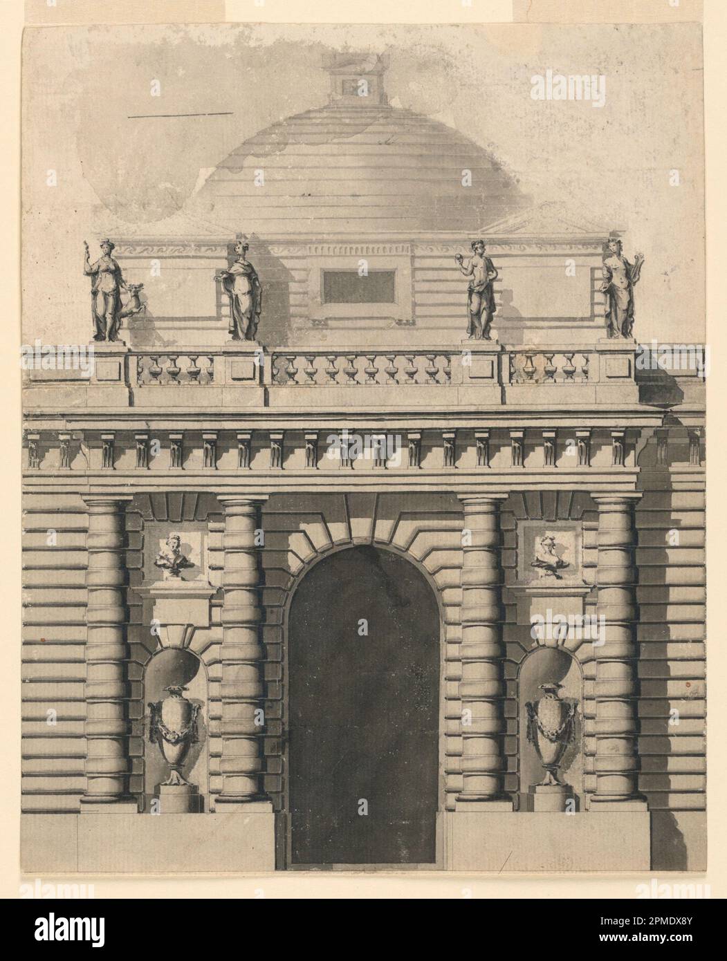 Drawing, Design for a Mausoleum; France; pen and ink, brush and ...