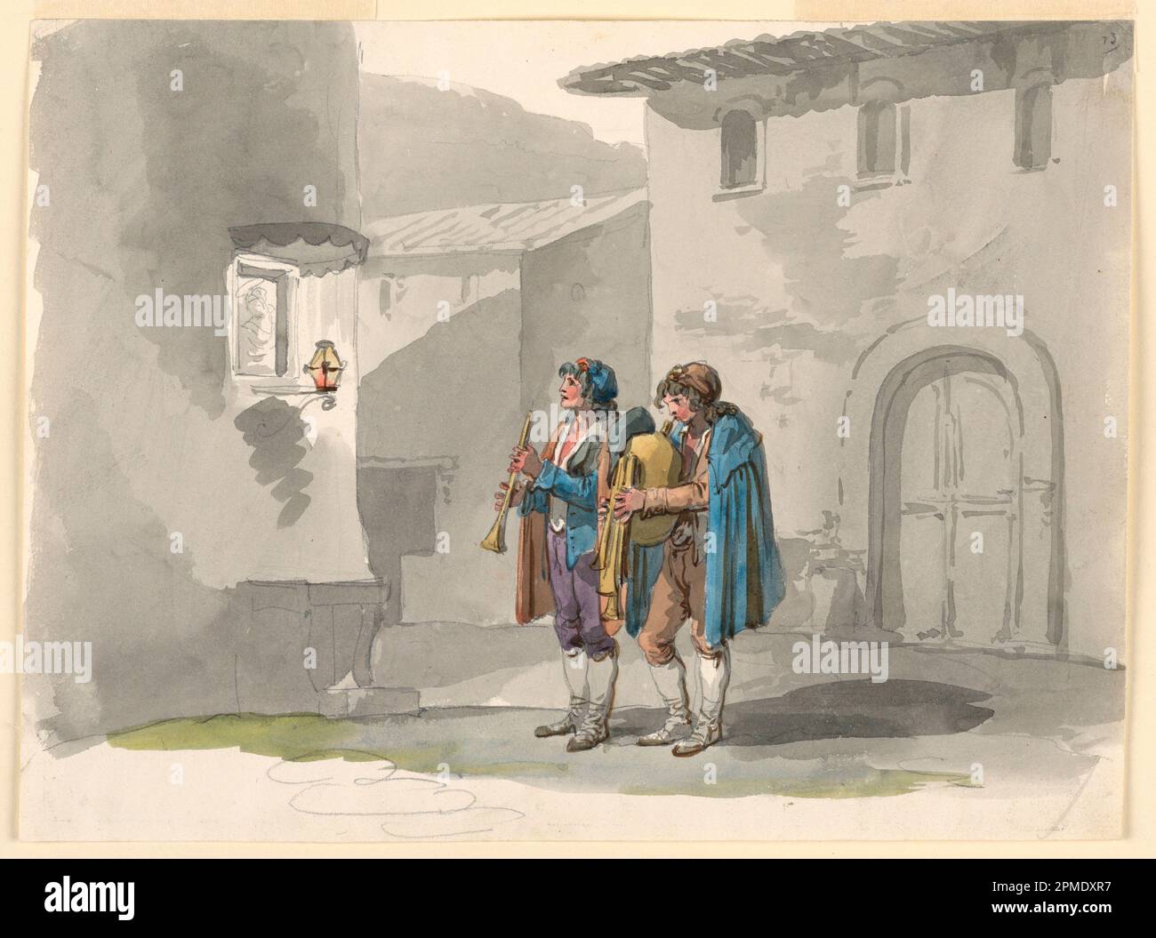 Drawing, "Pifferari," Two Pipers from the Abruzzi in Rome; Bartolomeo ...