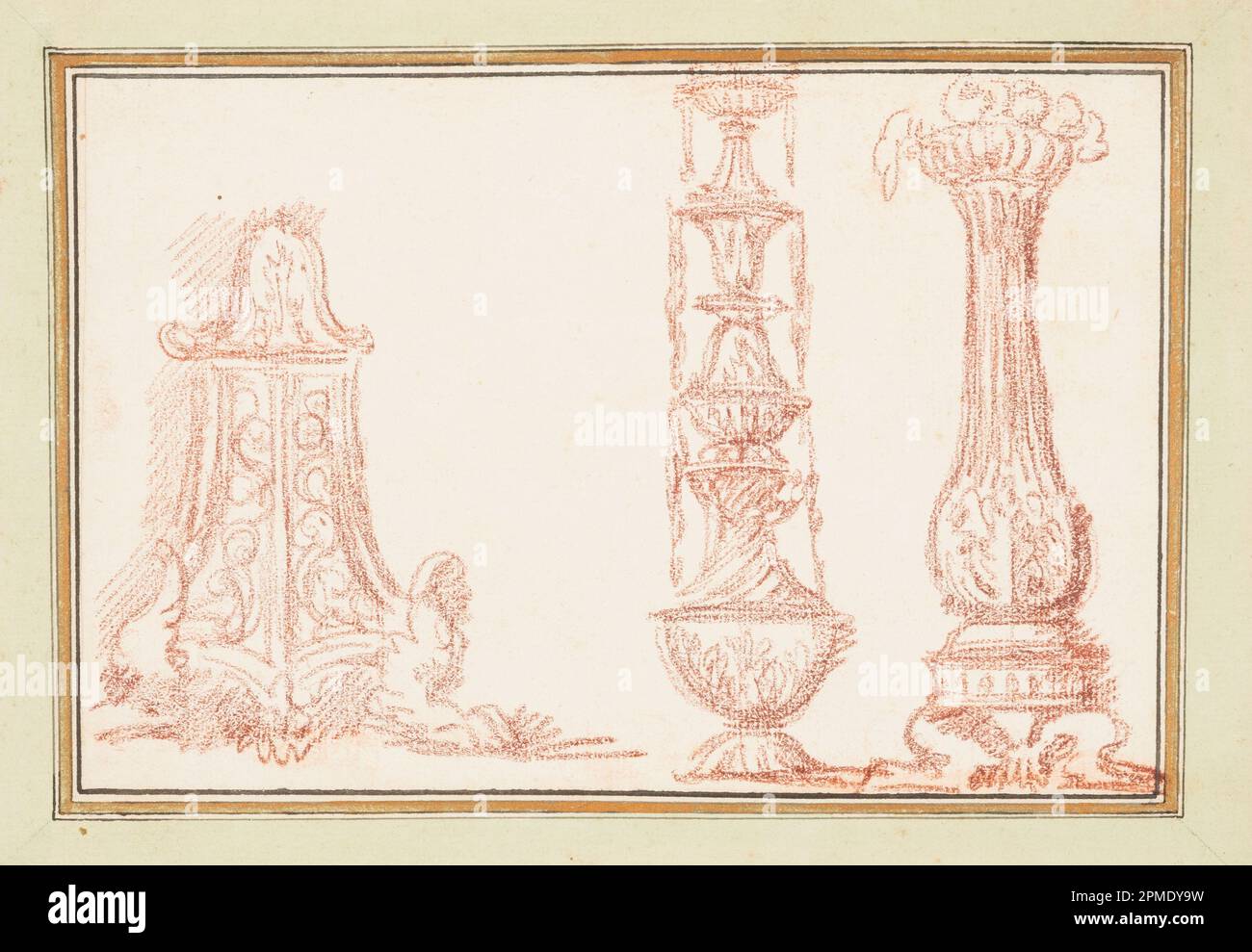 Drawing, Cabinet, fountain and pillar; Jean-Robert Ango (French, active ...
