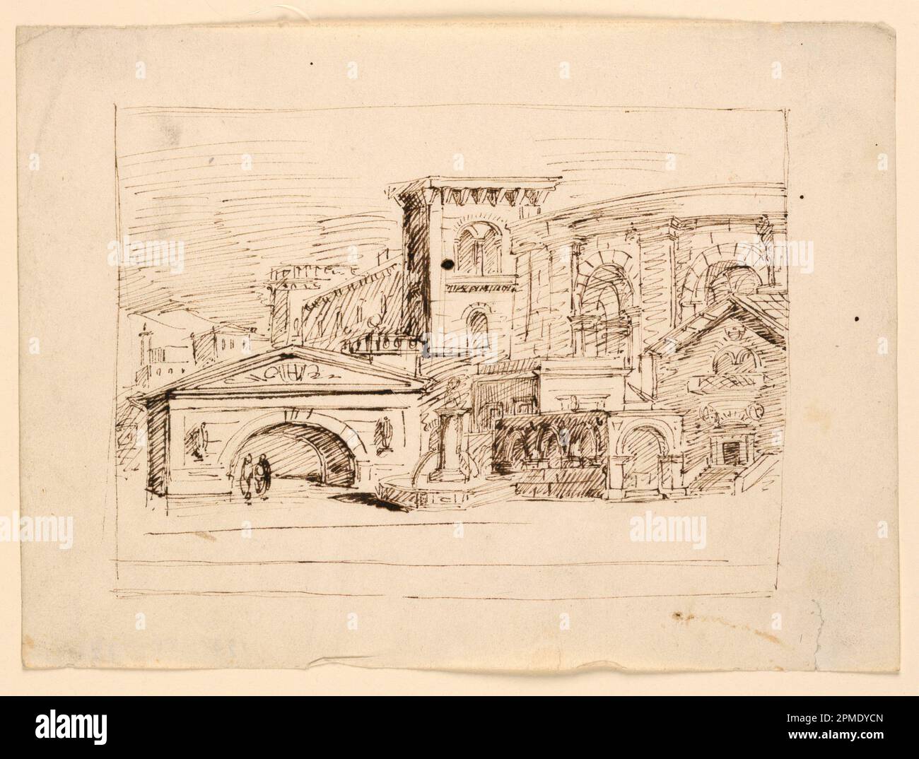 Drawing, Stage Design, Antique Buildings; Italy; pen and brown ink on ...