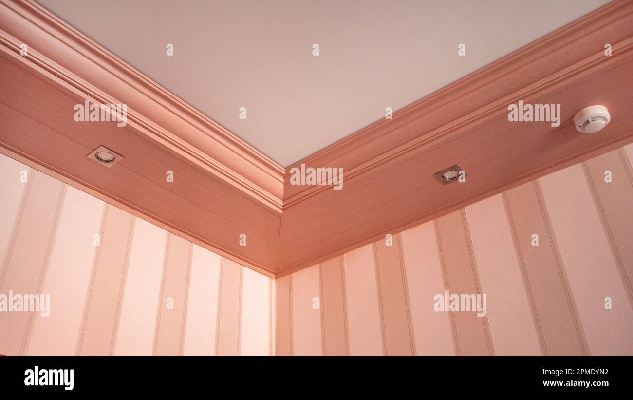 Part of the living room, corner of the wall from the ceiling, mounted ...