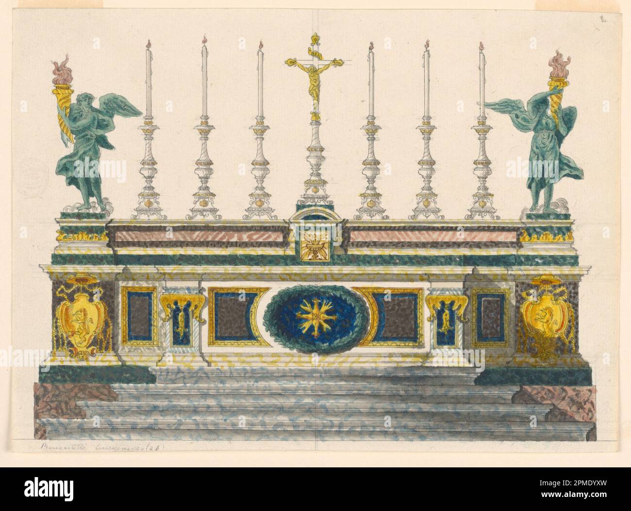 Drawing, Altar of Colored Marbles,; Luigi Righetti (Italian, 1780 ...