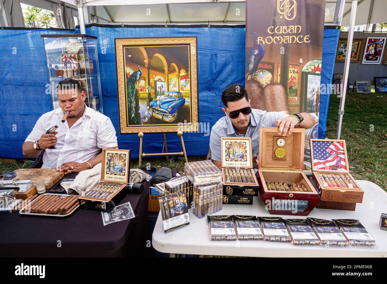 Cigar smoking company representatives promoters vendors hi-res stock ...