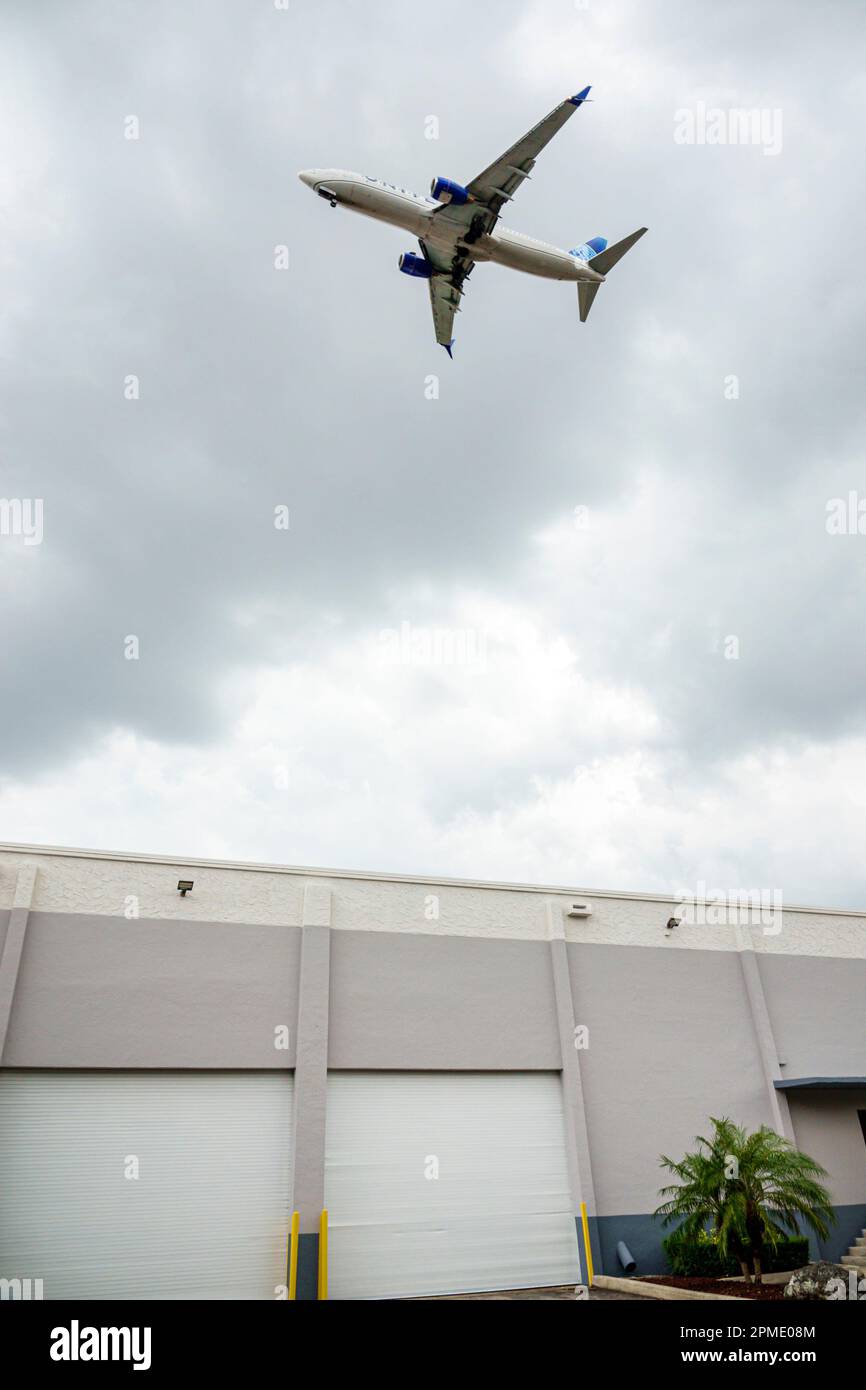 Miami Doral Florida,overhead arriving commercial jet airliner,over ...