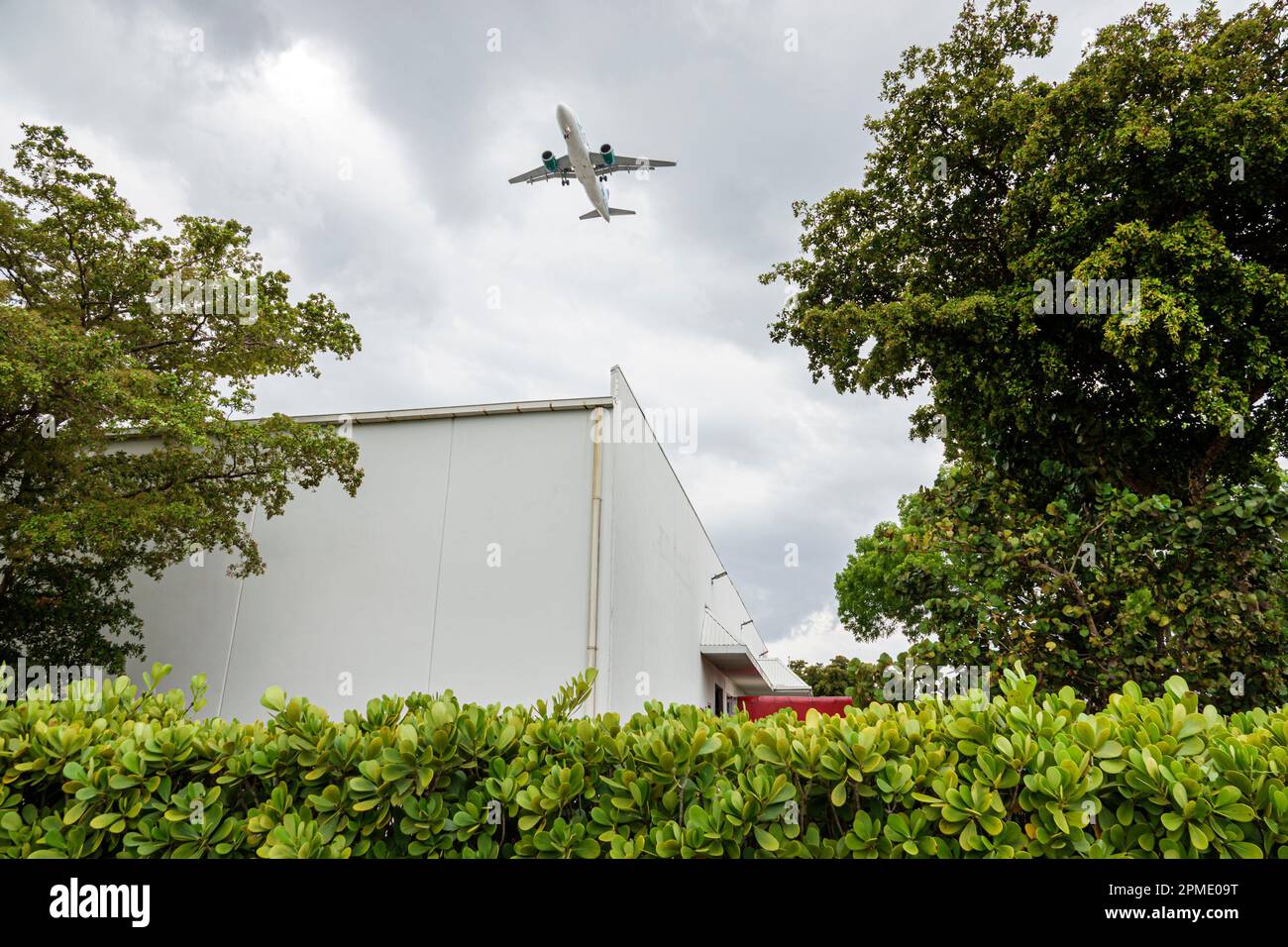 Miami Doral Florida,overhead arriving commercial jet airliner,over ...
