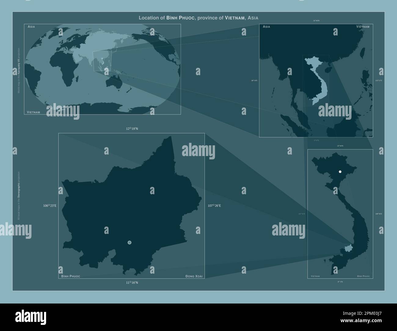 Binh Phuoc, province of Vietnam. Diagram showing the location of the ...