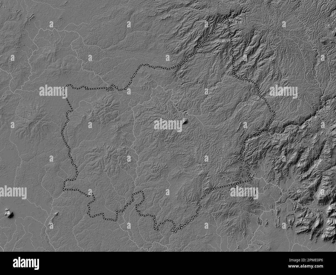 Binh Phuoc, province of Vietnam. Bilevel elevation map with lakes and ...
