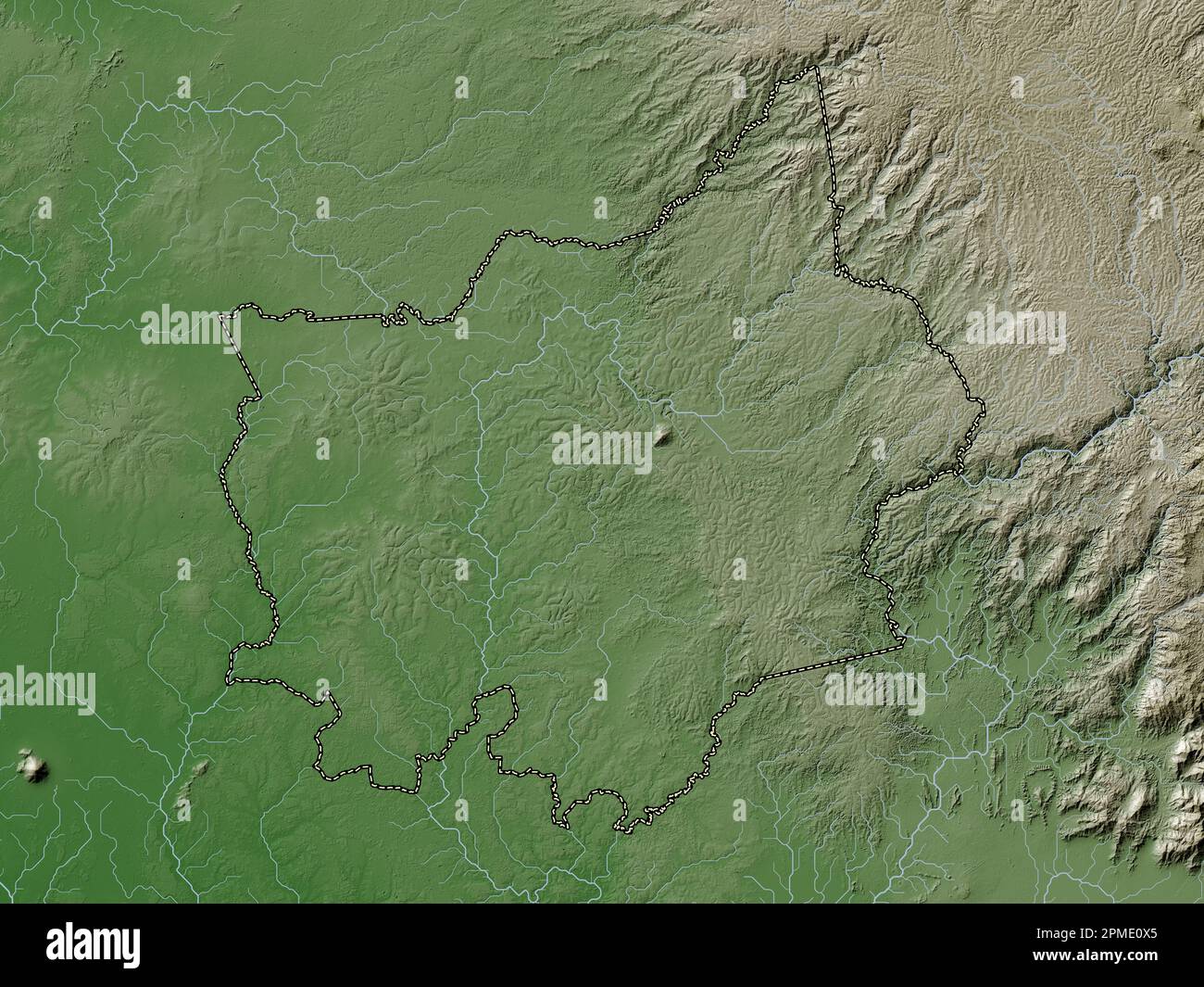 Binh Phuoc, province of Vietnam. Elevation map colored in wiki style ...