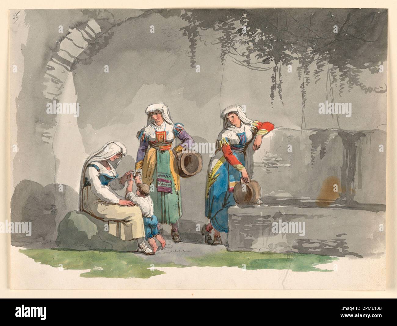 Drawing, Three South-Italian Women; Bartolomeo Pinelli (Roman, 1781 ...