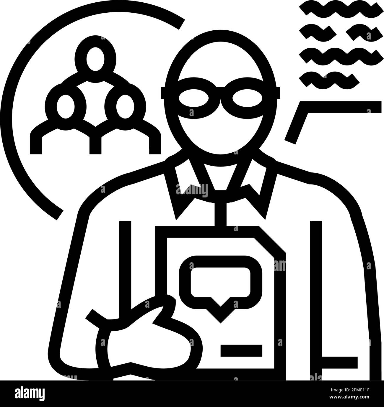 social scientists worker line icon vector illustration Stock Vector ...