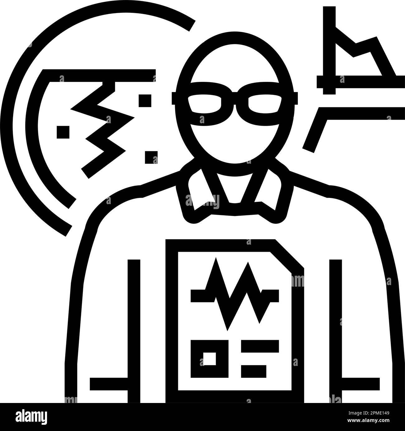 seismologists worker line icon vector illustration Stock Vector Image ...