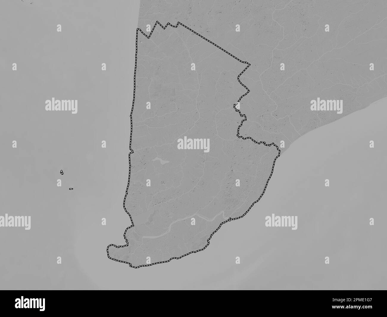 Ca Mau, province of Vietnam. Grayscale elevation map with lakes and rivers Stock Photo - Alamy