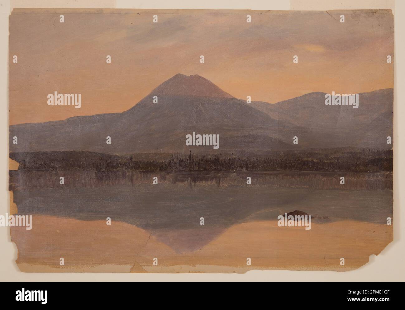 Mt katahdin from lake katahdin this is a drawing it hi-res stock ...