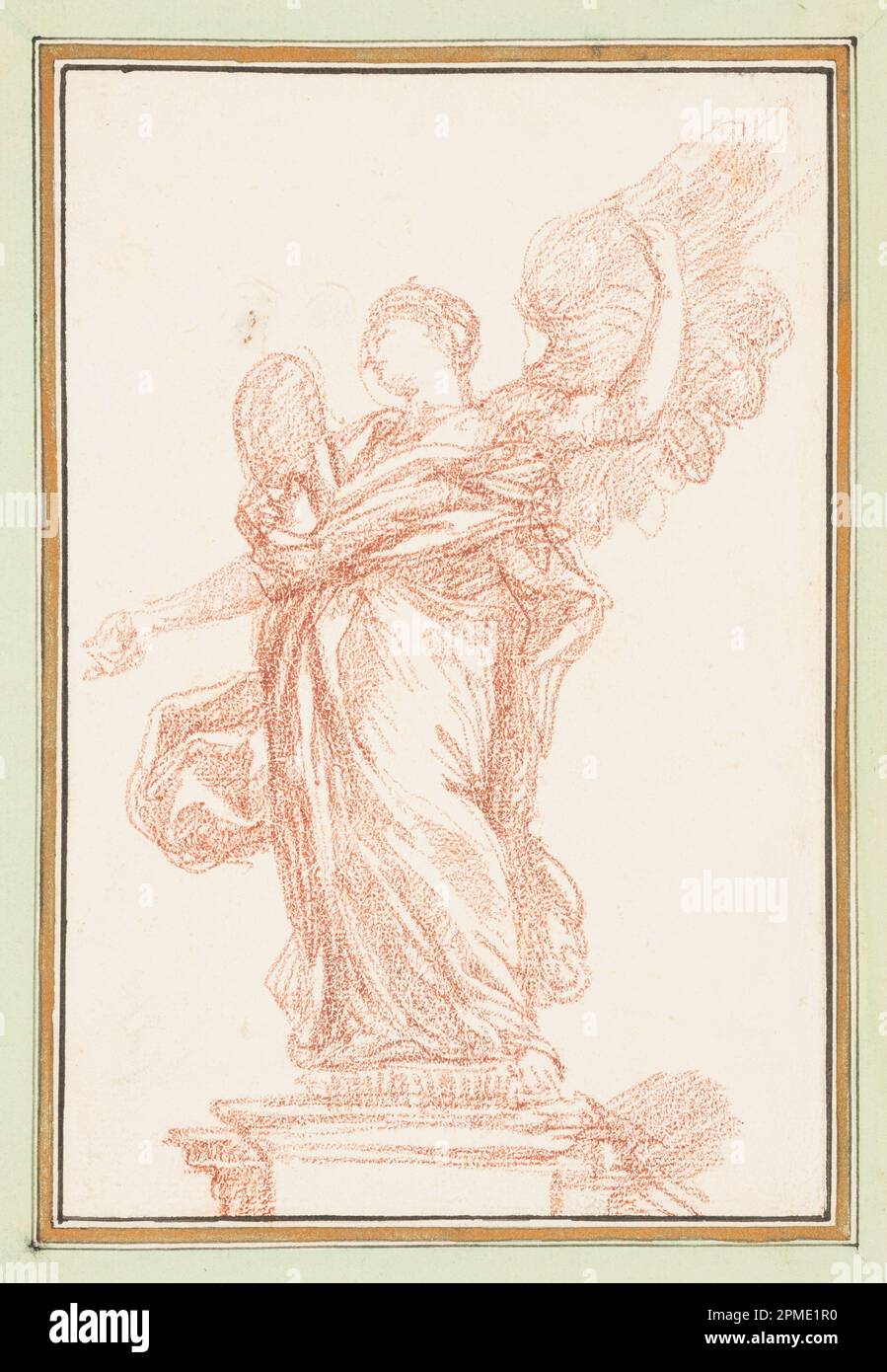 Drawing, Winged figure on pedestal; Jean-Robert Ango (French, active in ...