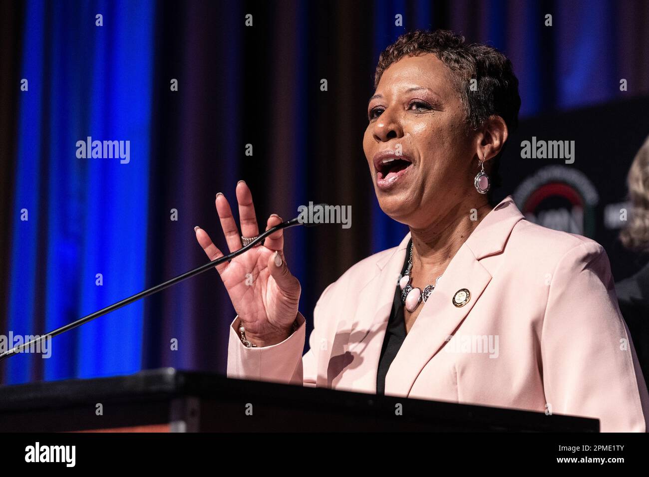 New York, USA. 12th Apr, 2023. City Council Speaker Adrienne Adams ...