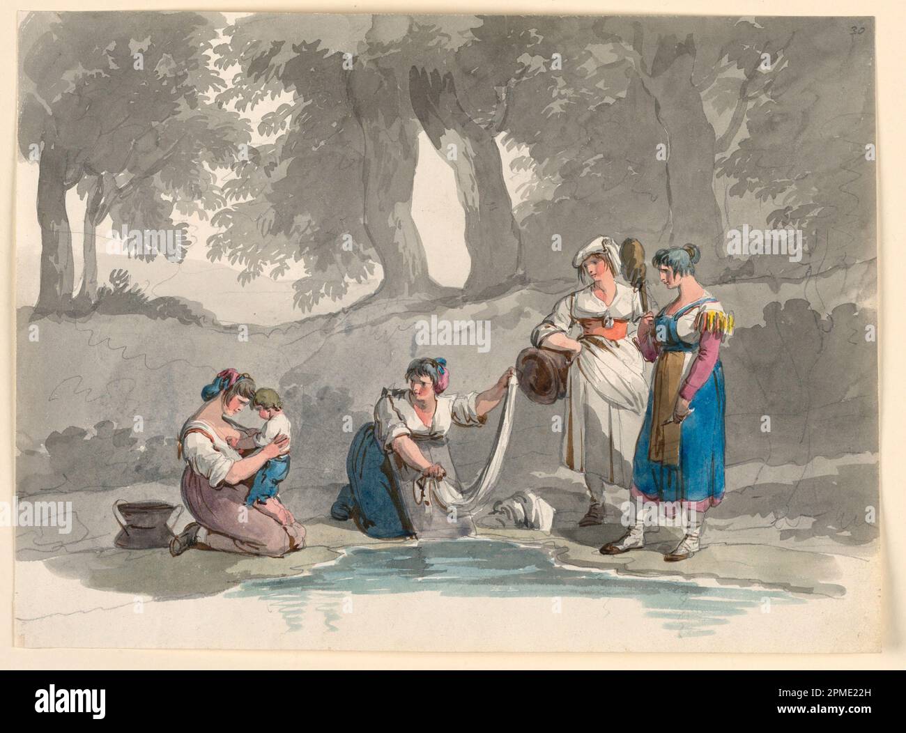 Drawing, At a Stream in the Mountains Near Rome; Bartolomeo Pinelli ...