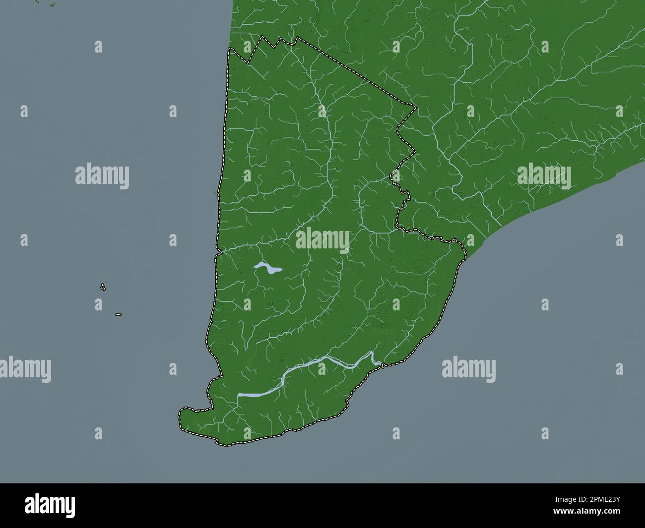 Ca Mau, province of Vietnam. Elevation map colored in wiki style with lakes and rivers Stock ...