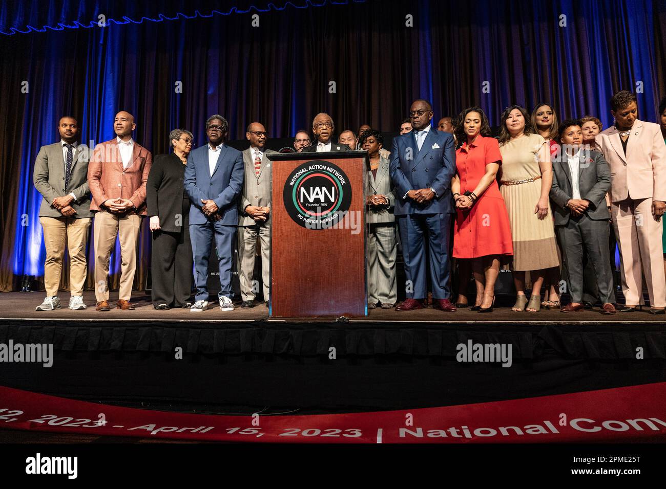 New York, USA. 12th Apr, 2023. Reverend Al Sharpton speaks during NAN ...