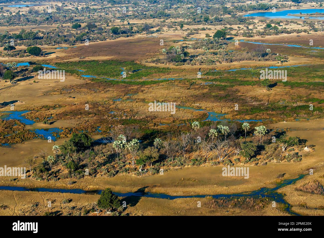 Aerial view of the great Okavango Delta, Moremi Game Reserve, Botswana ...