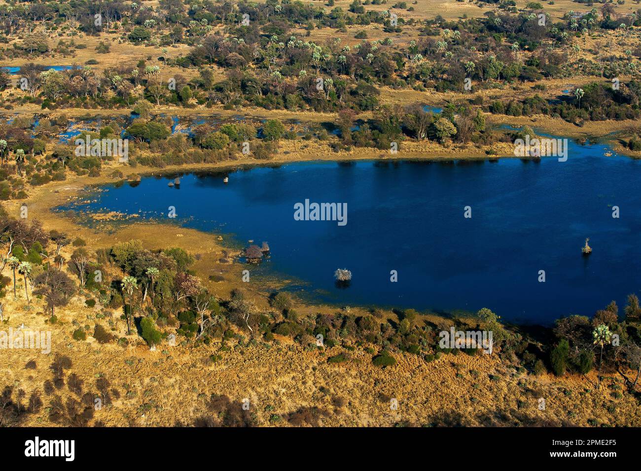 Aerial view of the great Okavango Delta, Moremi Game Reserve, Botswana ...