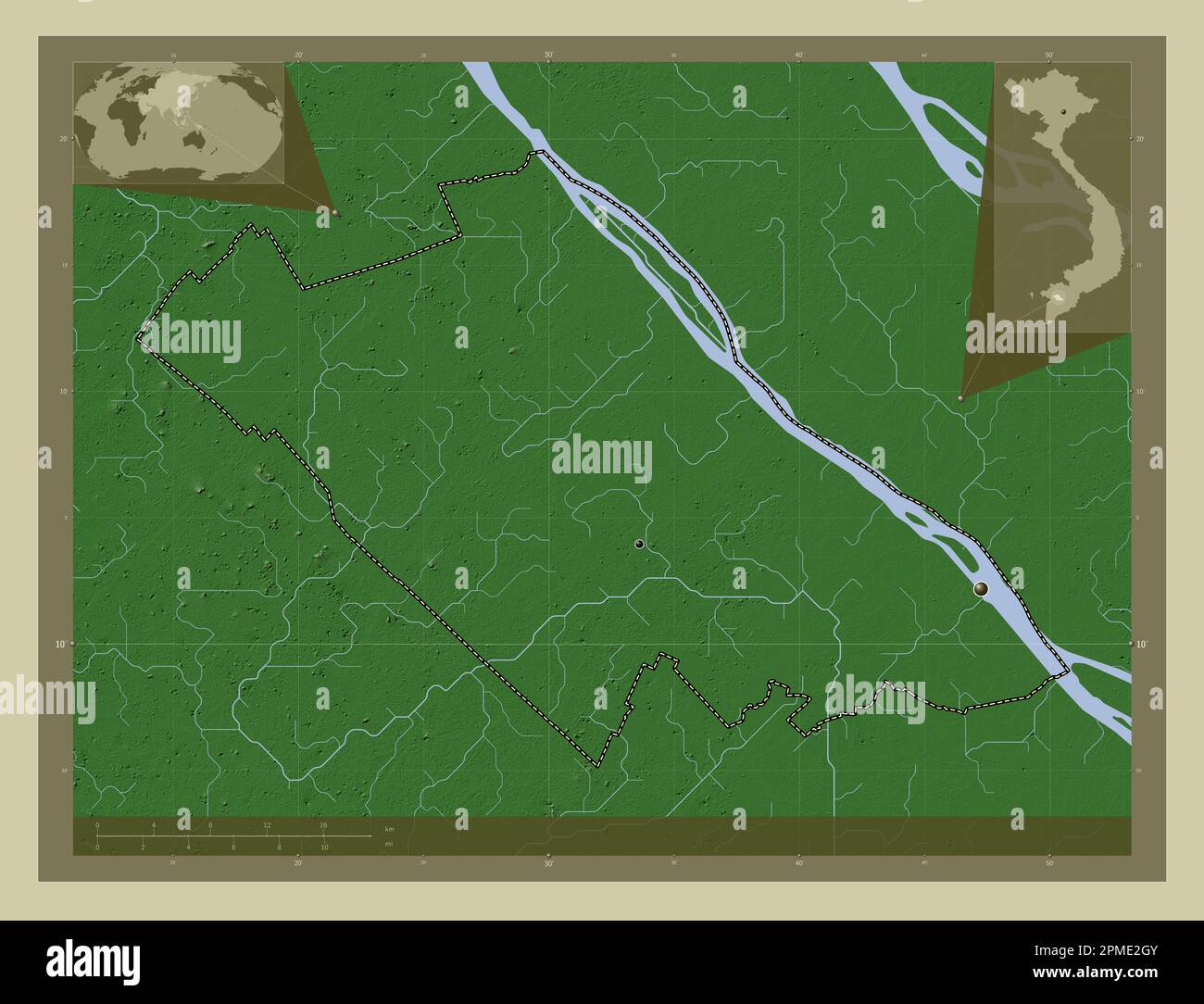 Can Tho, city|municipality|thanh pho of Vietnam. Elevation map colored ...