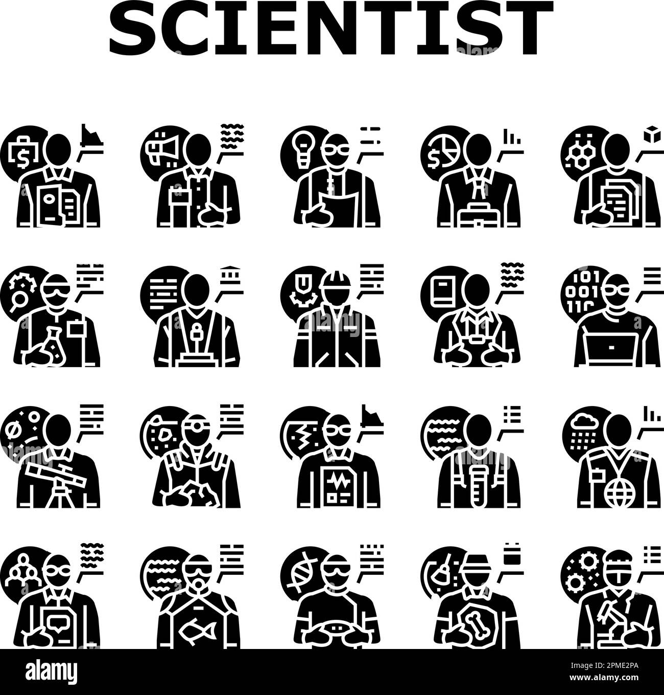 scientist laboratory lab science icons set vector Stock Vector Image ...