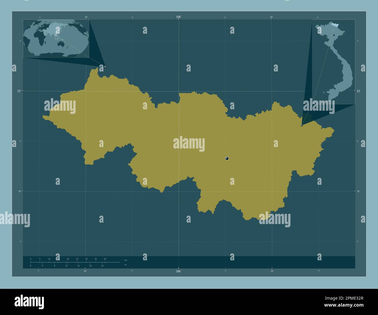 Cao Bang, province of Vietnam. Solid color shape. Corner auxiliary ...