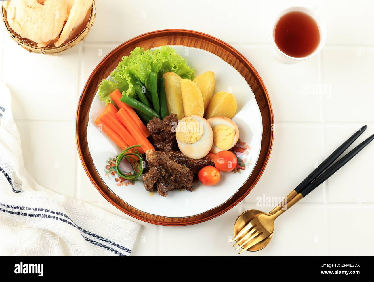 Top View Bistik Jawa Selat Solo, Javanese Style Beef Steak Served with ...