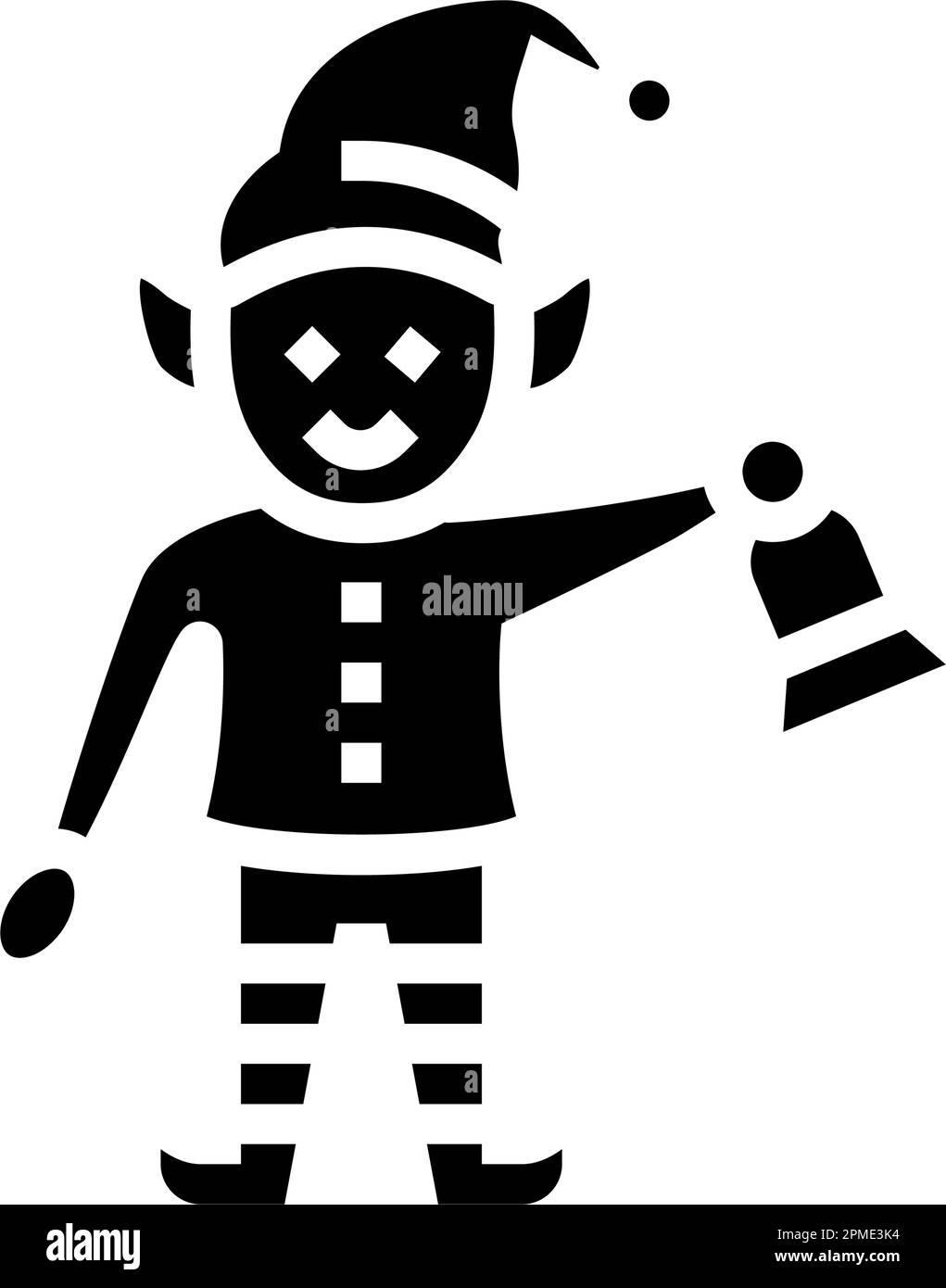 Happy cute christmas elf icon Black and White Stock Photos & Images - Alamy