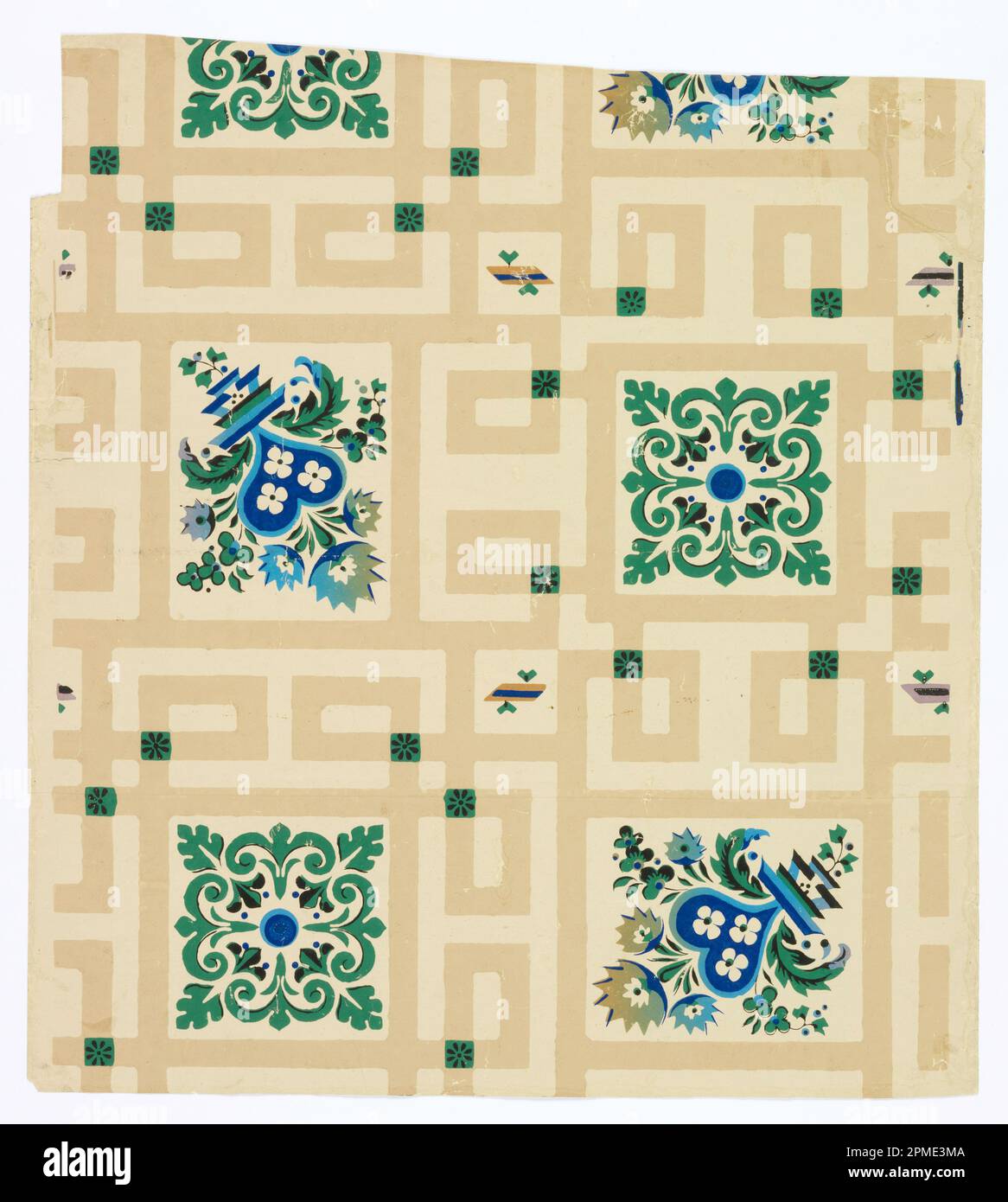 Sidewall (possibly USA); block-printed on handmade paper; 56 x 50 cm ...