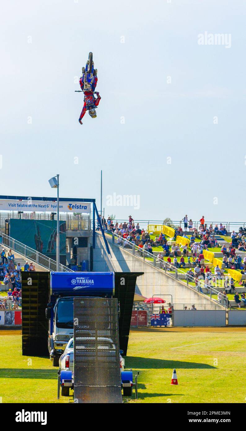 Motorcycle stunt riding at the 2007 Royal Easter Show in Sydney ...