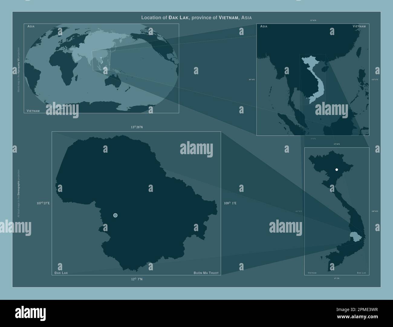 ak Lak, province of Vietnam. Diagram showing the location of the region ...