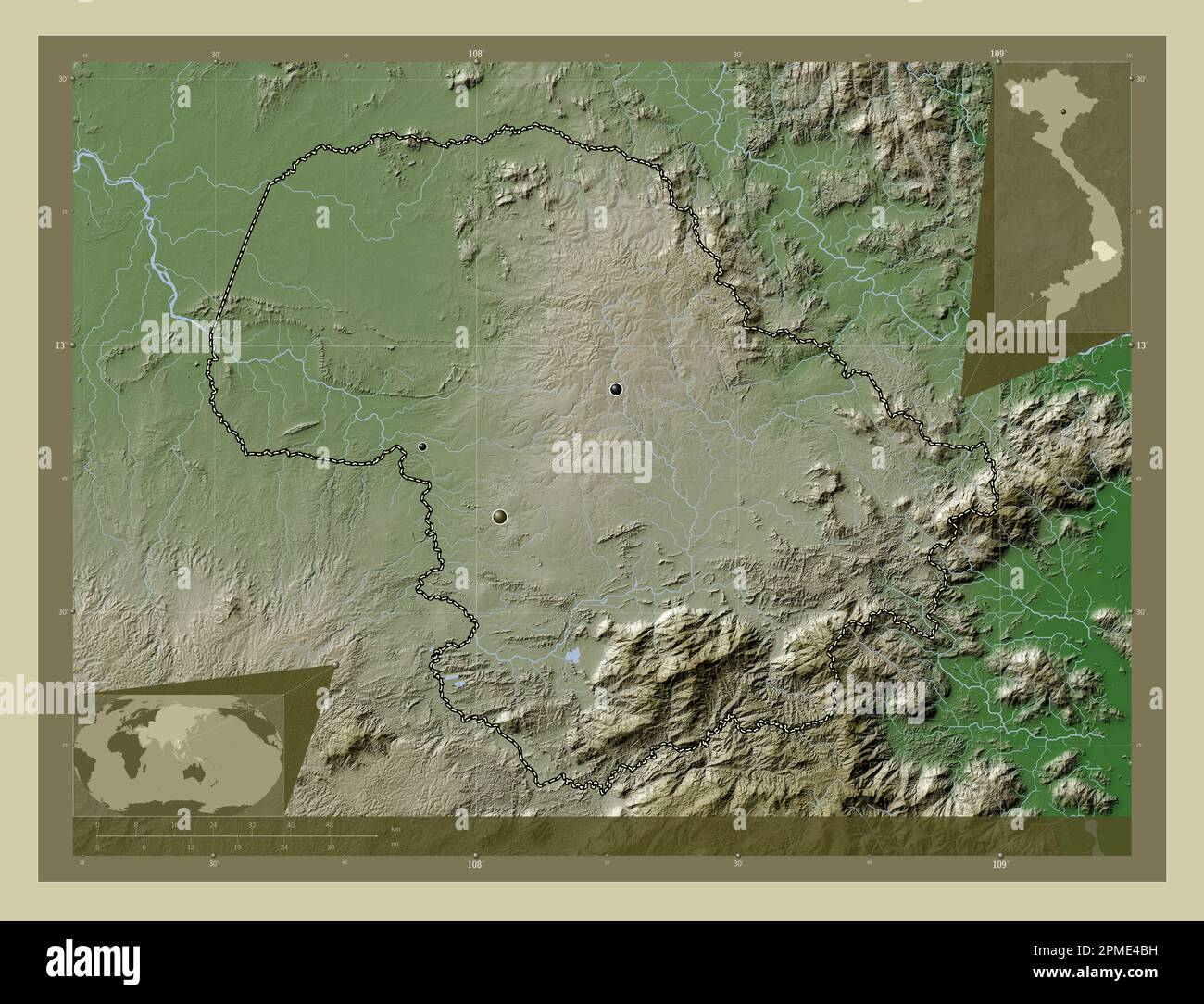 ak Lak, province of Vietnam. Elevation map colored in wiki style with ...