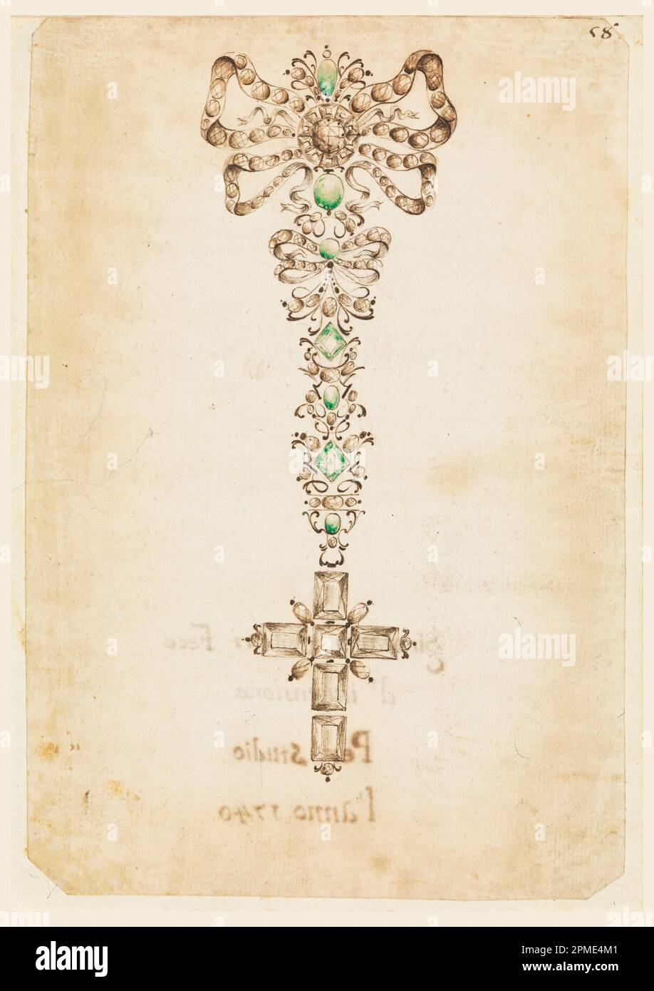 Drawing, Design for a Pendant with Cross; Designed by Girolamo Venturi ...