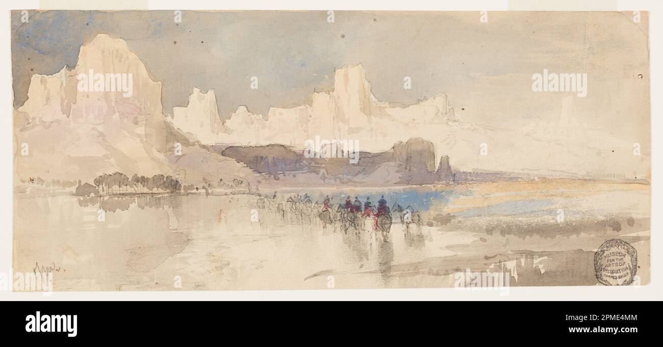 Drawing, Canyon of the Rio Virgin, South Utah; Thomas Moran (American ...