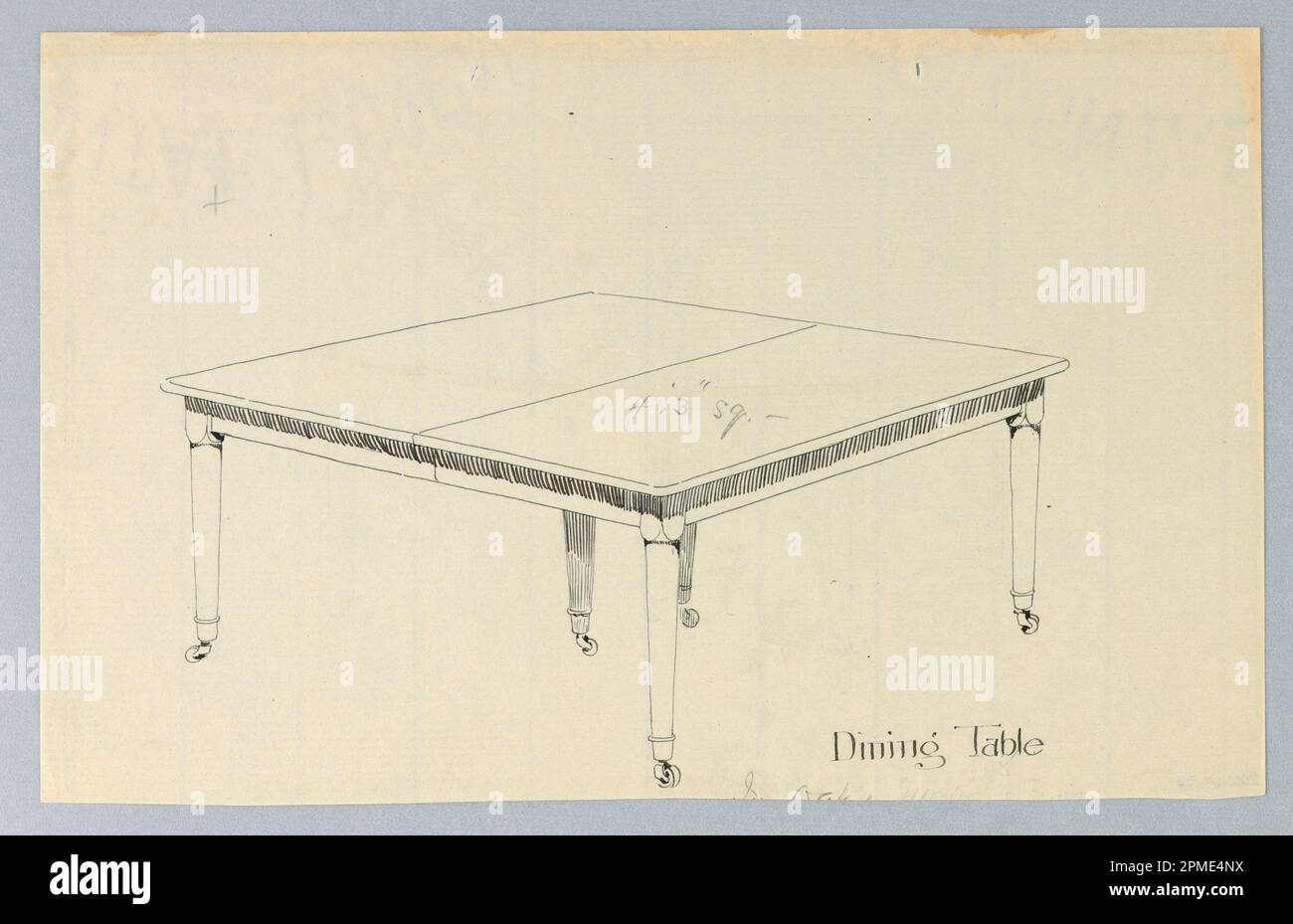 Drawing, Design for Six-Legged Rectangular Dining Table; Designed by A ...